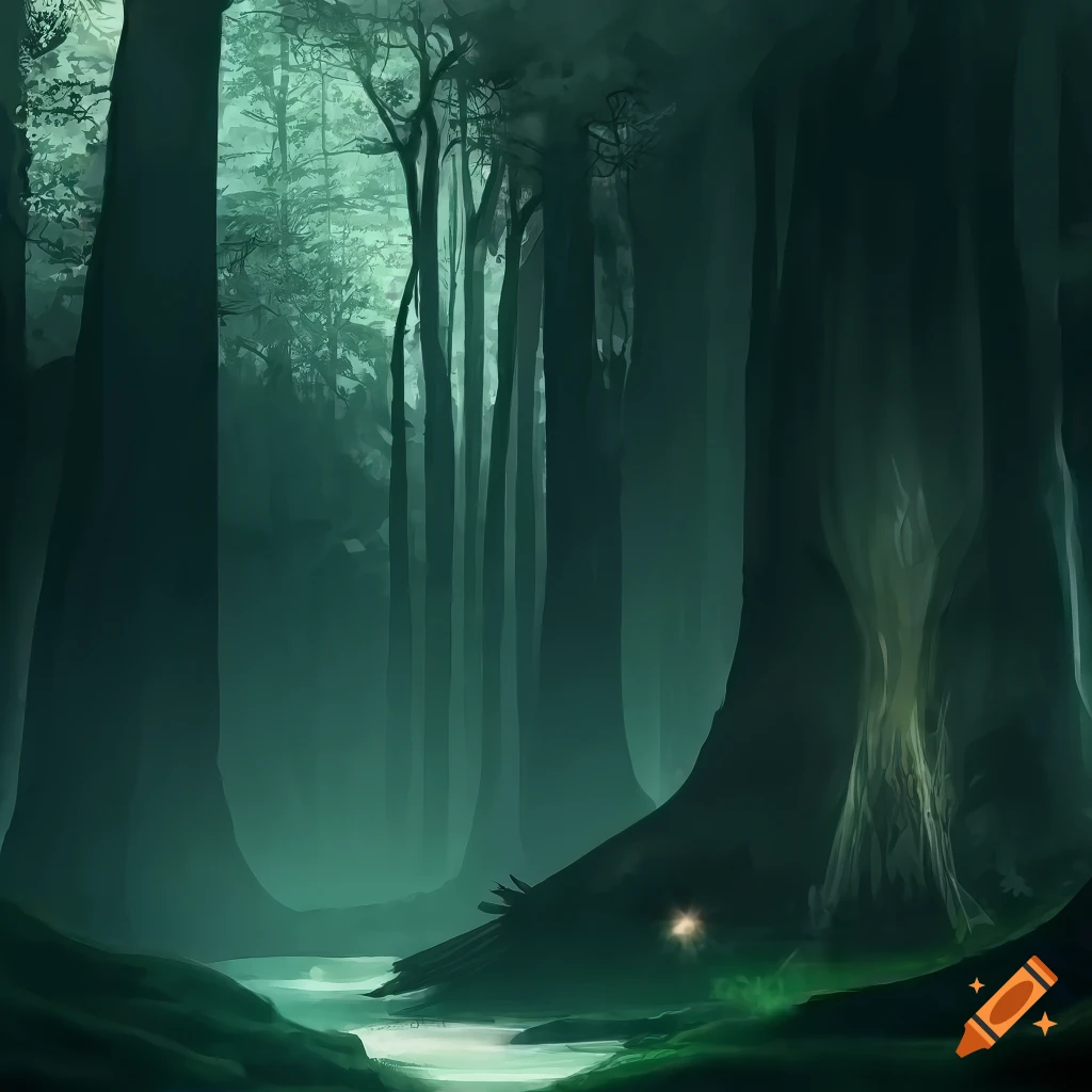 Photo-realistic illustration of a detailed forest landscape on Craiyon