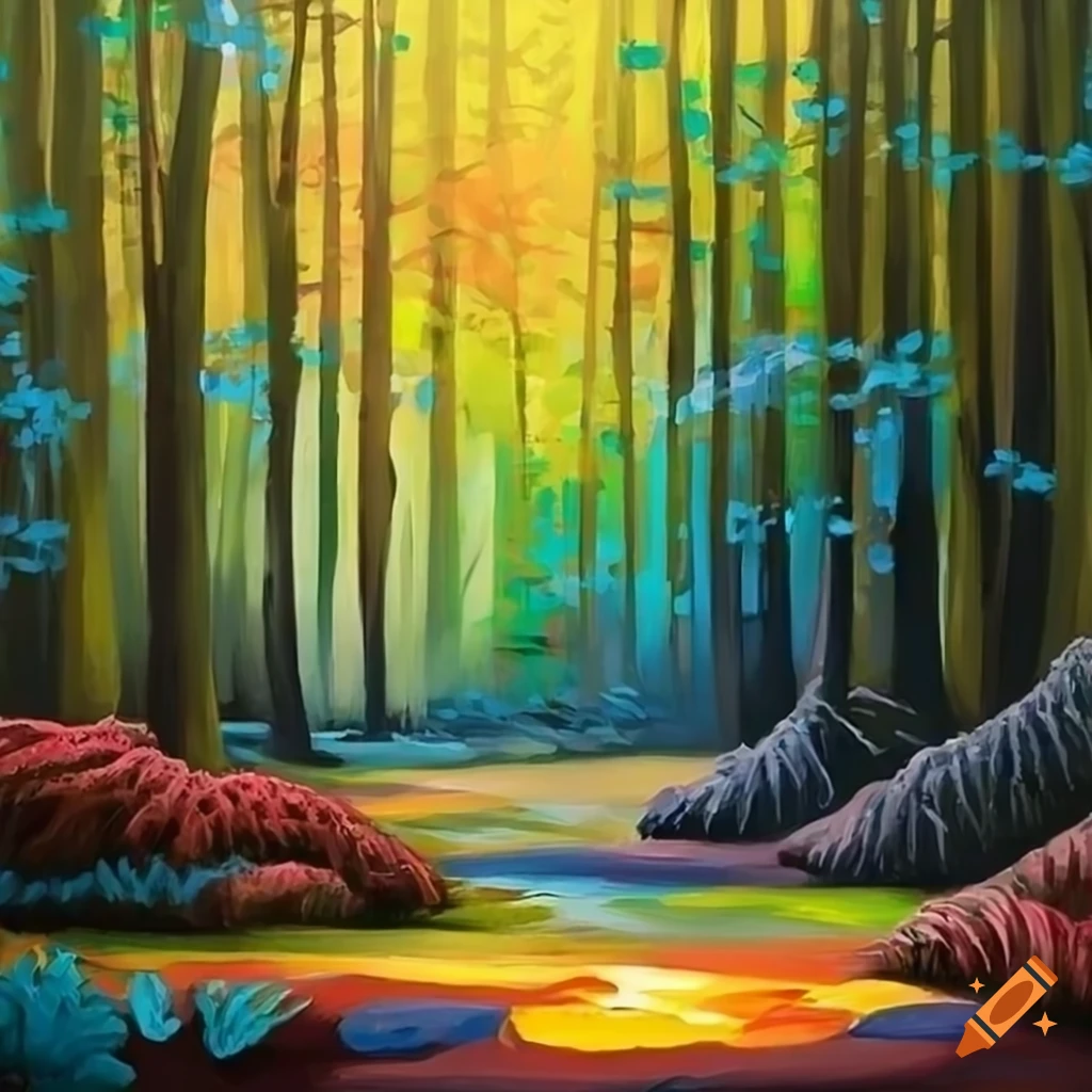Beautiful forest paintings on Craiyon