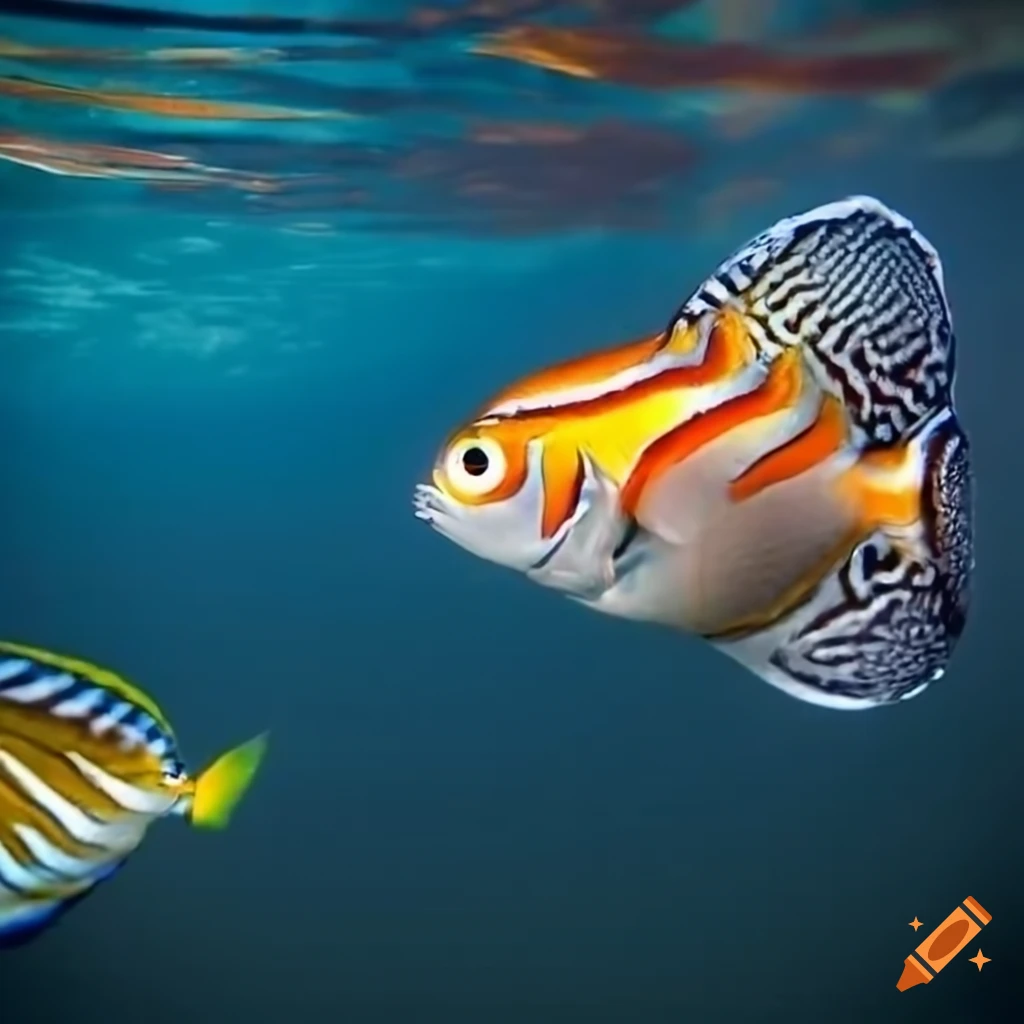 Group of exotic fish in mesmerizing underwater microphotography on Craiyon