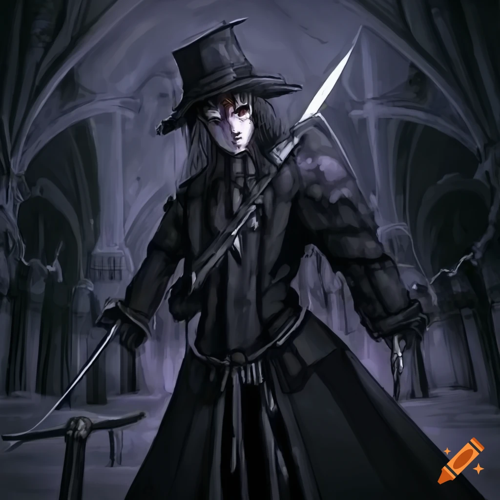 Gothic man with a germanic sword in a dark crypt on Craiyon