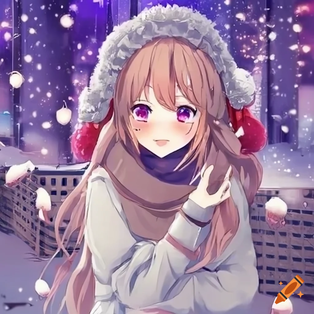 Cute anime girl in winter attire on Craiyon