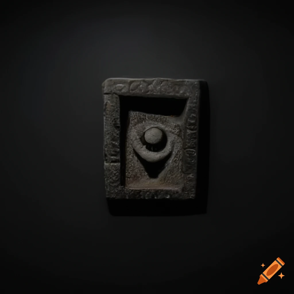 Ominous rectangular stone with glowing eye symbol on Craiyon