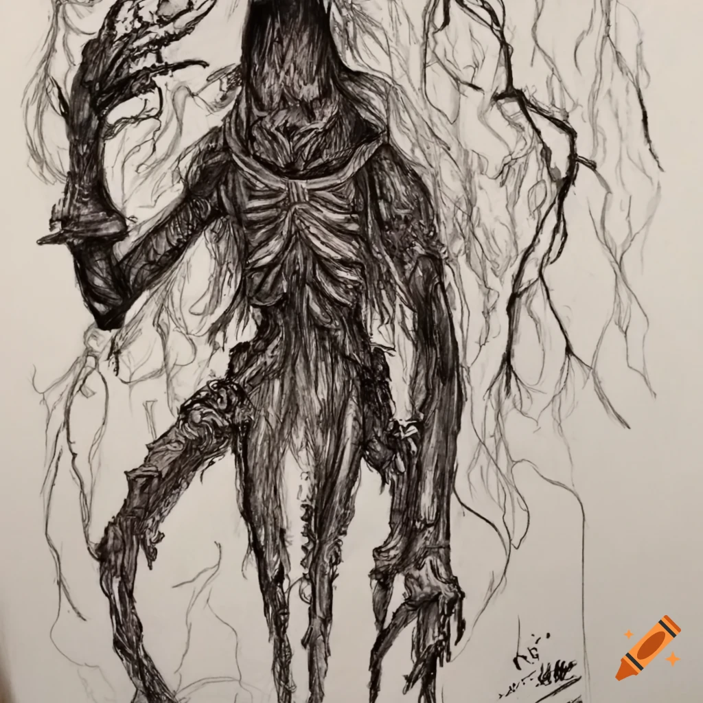 Creepy drawing inspired by bloodborne on Craiyon
