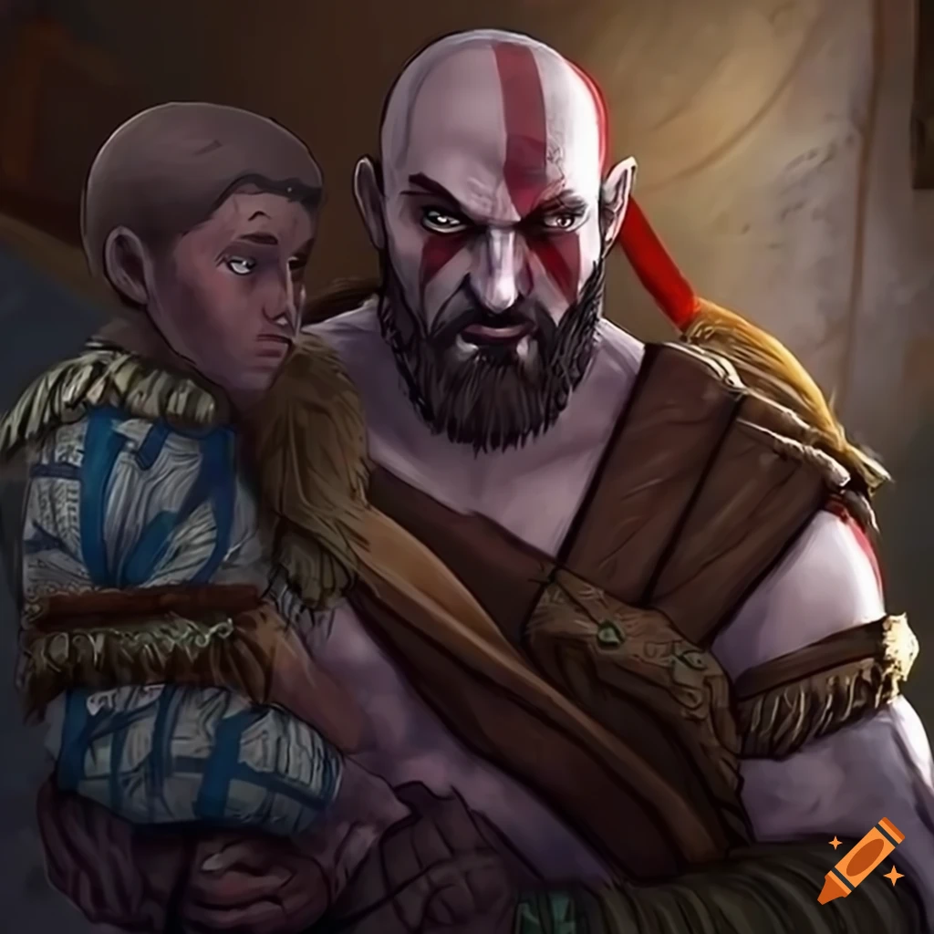 Kratos and atreus celebrating father's day on Craiyon