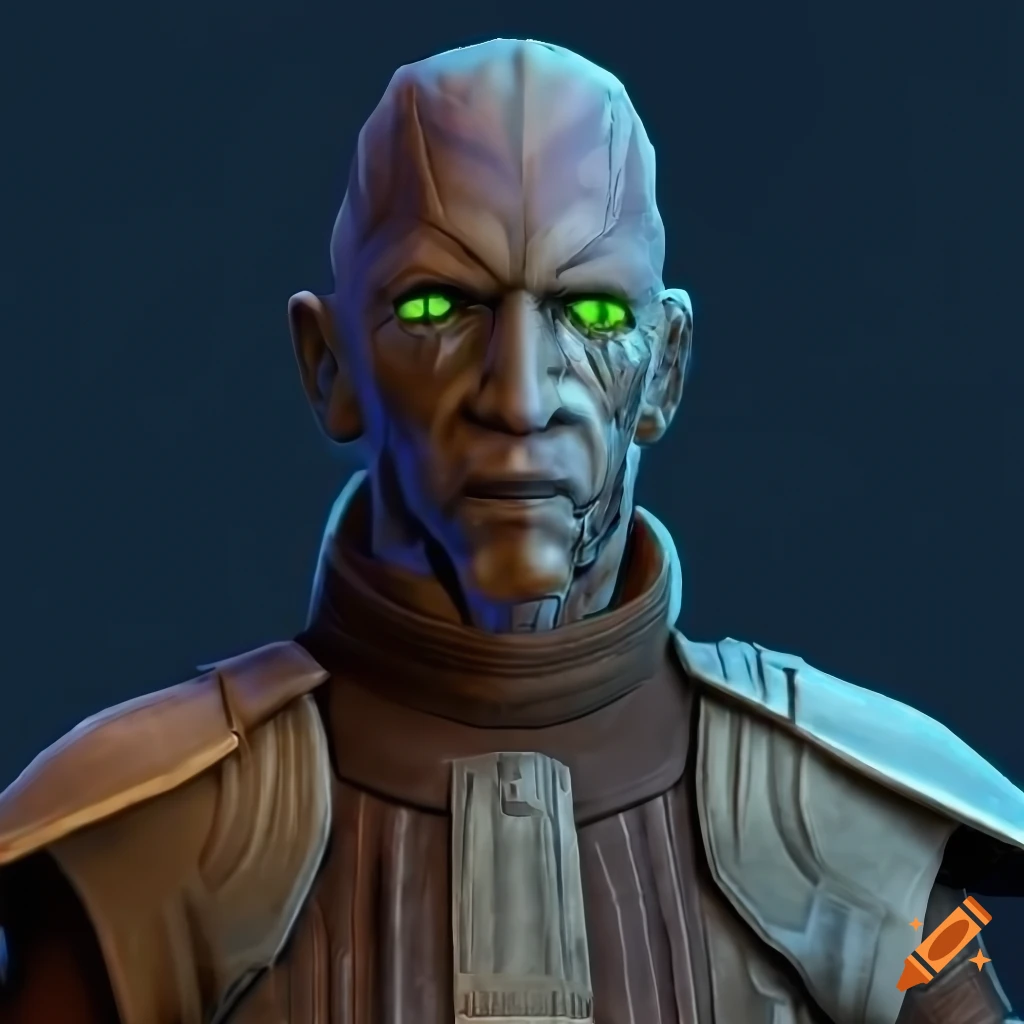 Legendary Jedi Knight in ancient ruins exuding power and wisdom on Craiyon