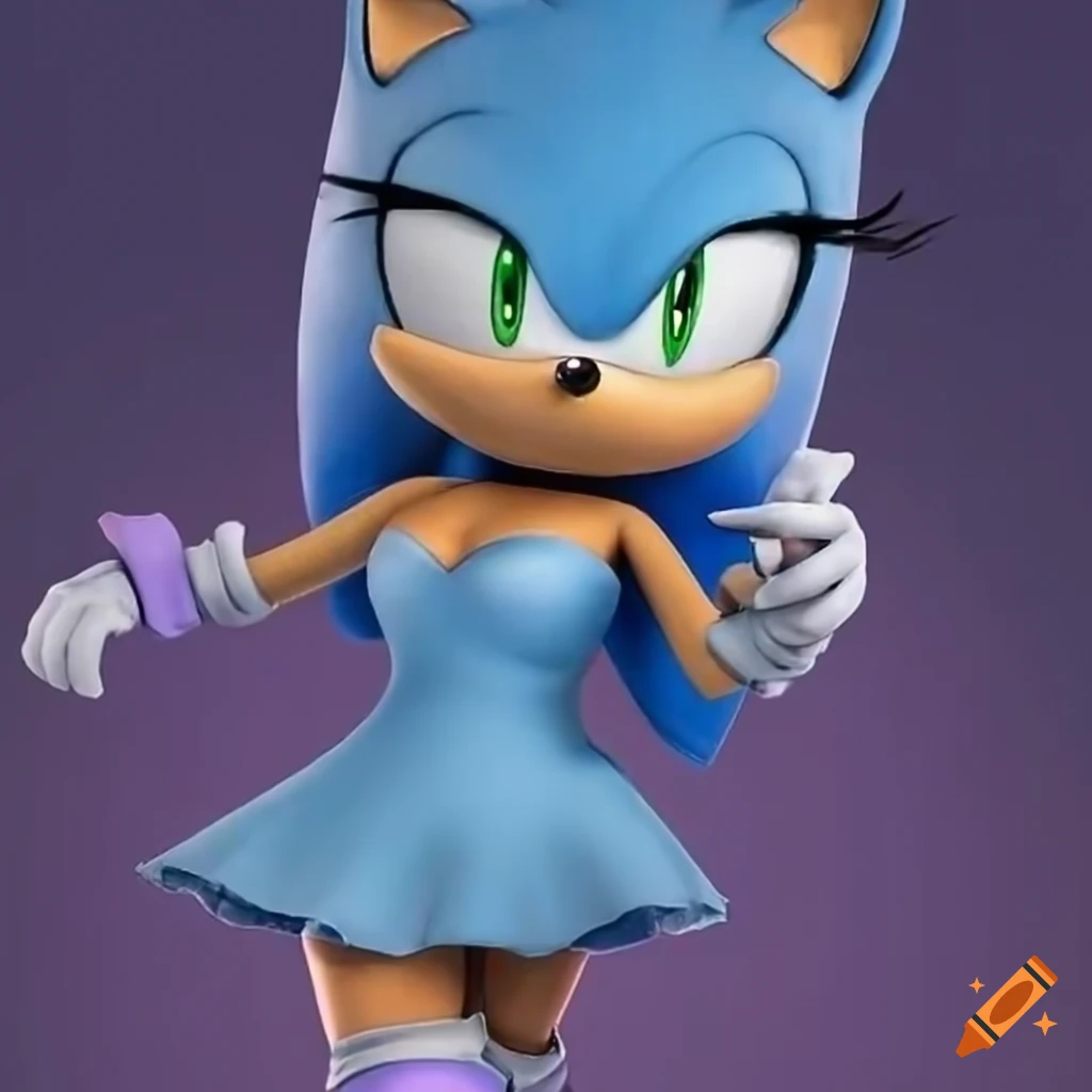 Female Sonic the Hedgehog in a dazzling blue mini dress inspired by ...