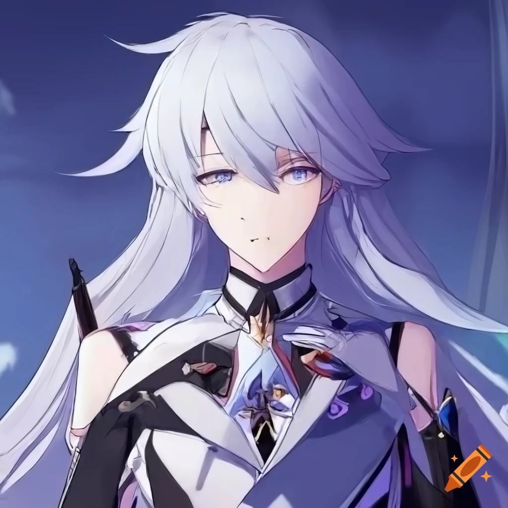 Male oc with long white hair and blue eyes wearing rectangular glasses ...