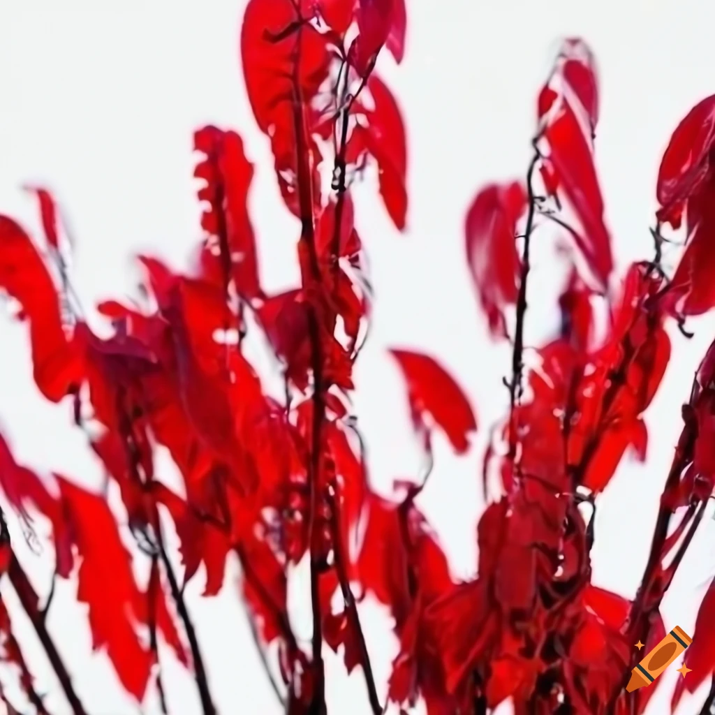 Red plants on a white background on Craiyon