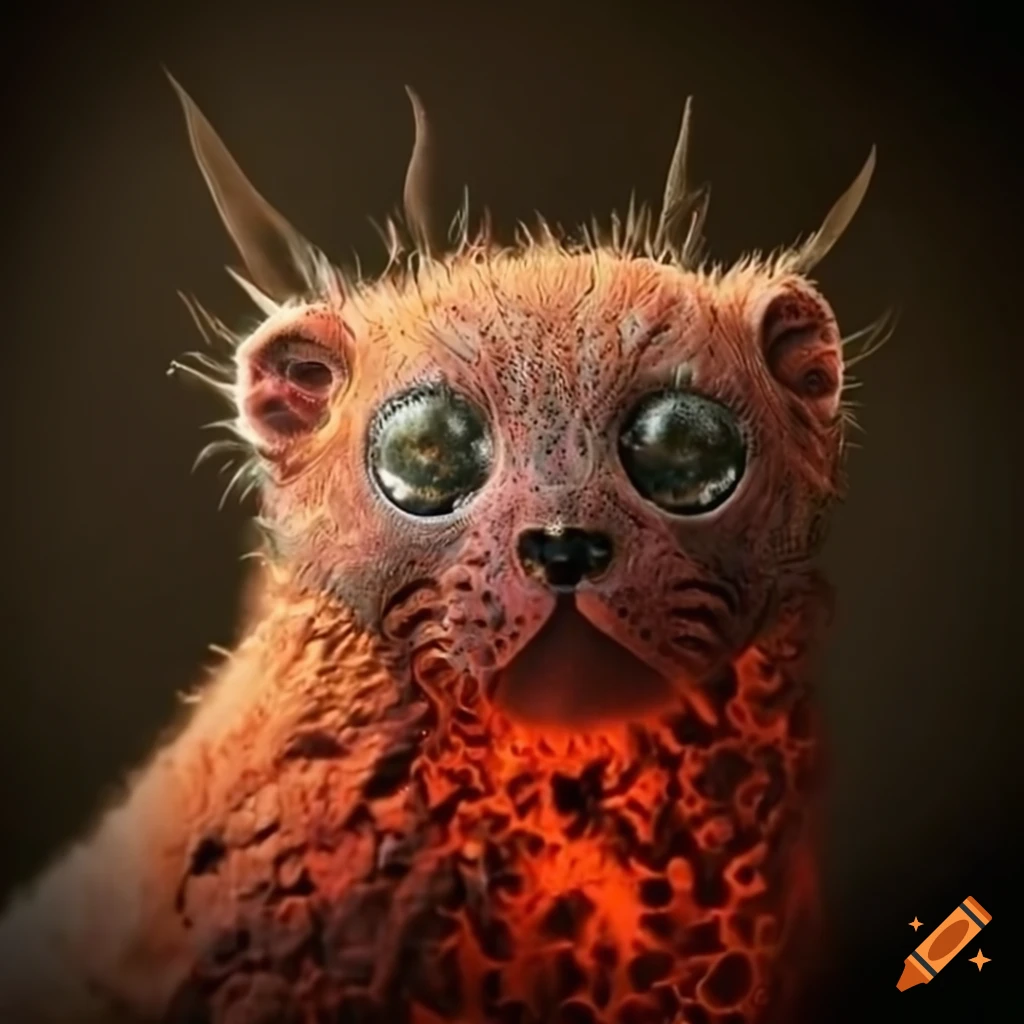 Cute animals in haeckel cooled lava earthscape on Craiyon