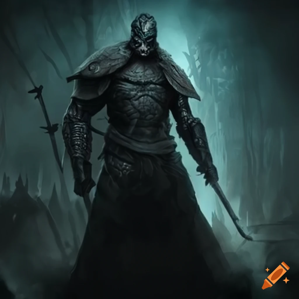 Dark warrior in dramatic lighting on Craiyon