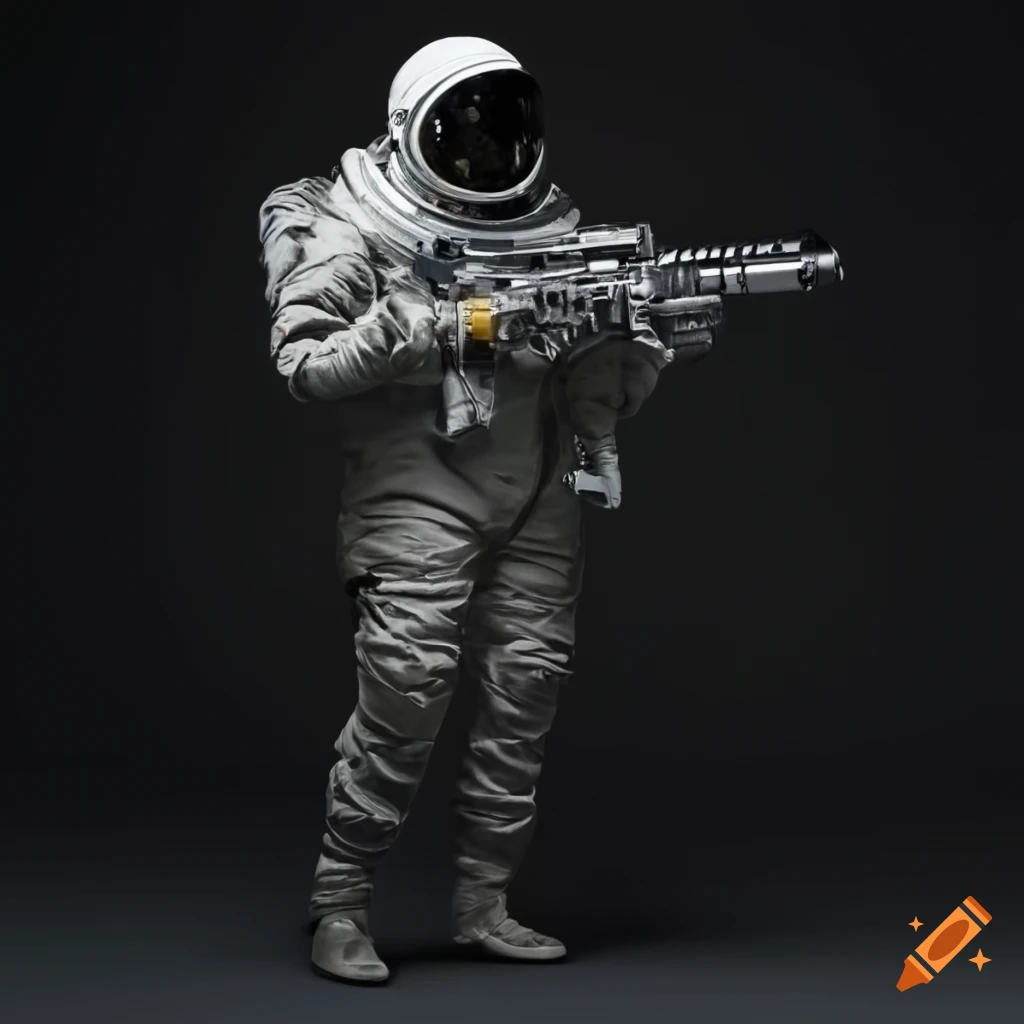 Astronaut standing with a gun on Craiyon
