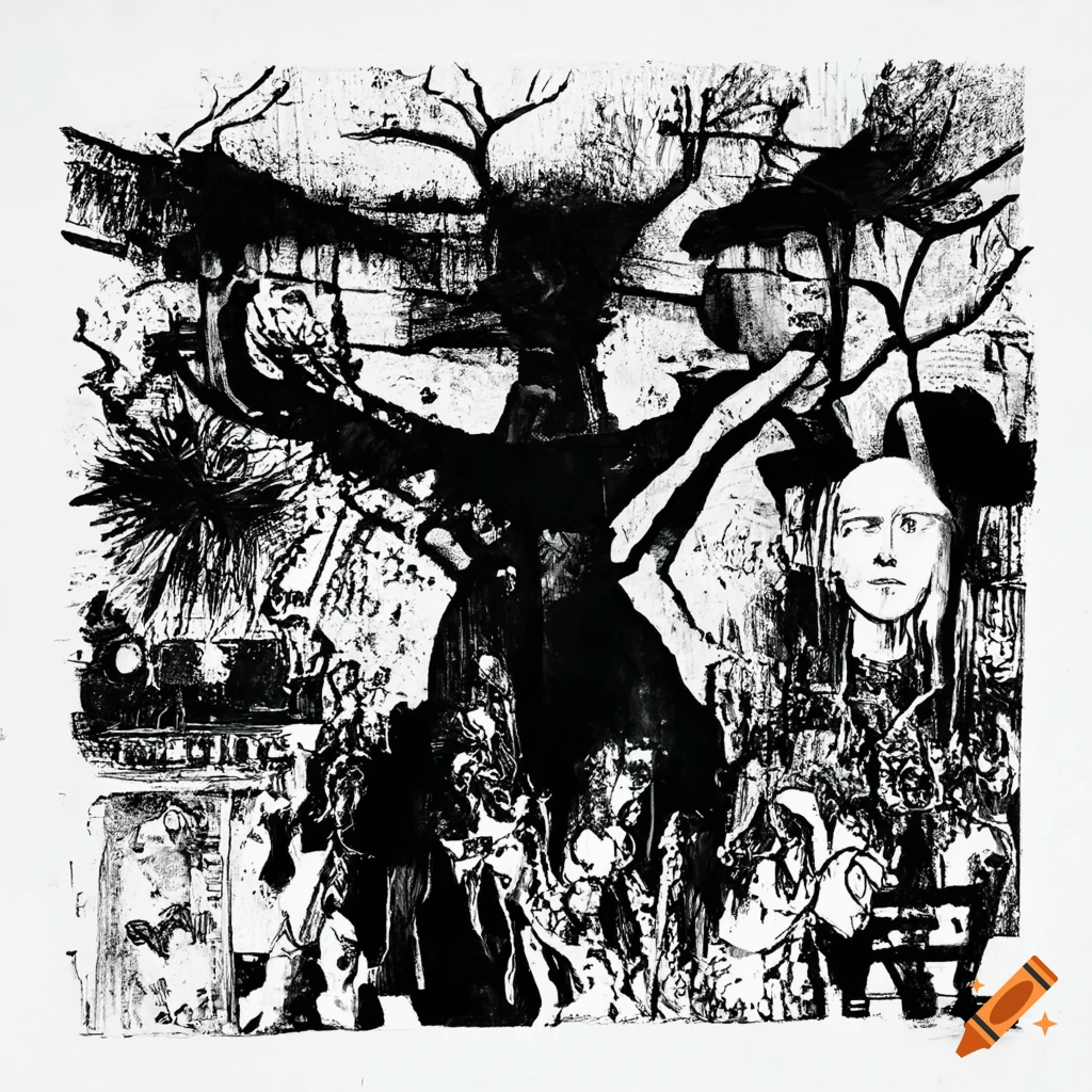 Black and white outer space zine art on Craiyon