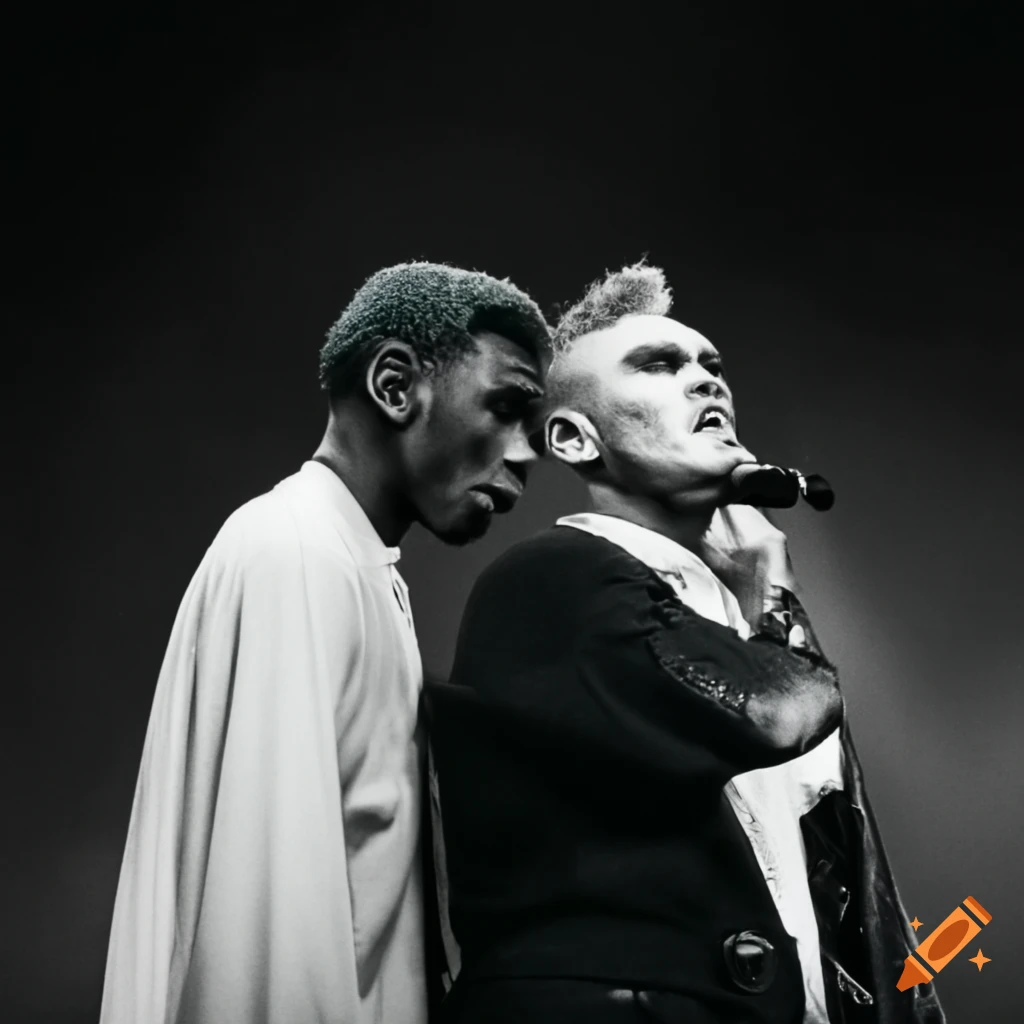 Two musicians standing together on Craiyon