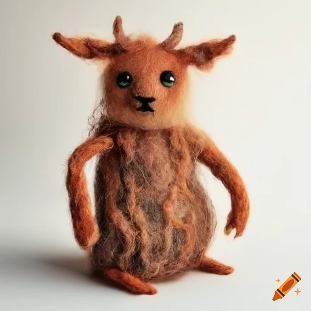 Incredible detailed felted wool creatures with clothing on Craiyon
