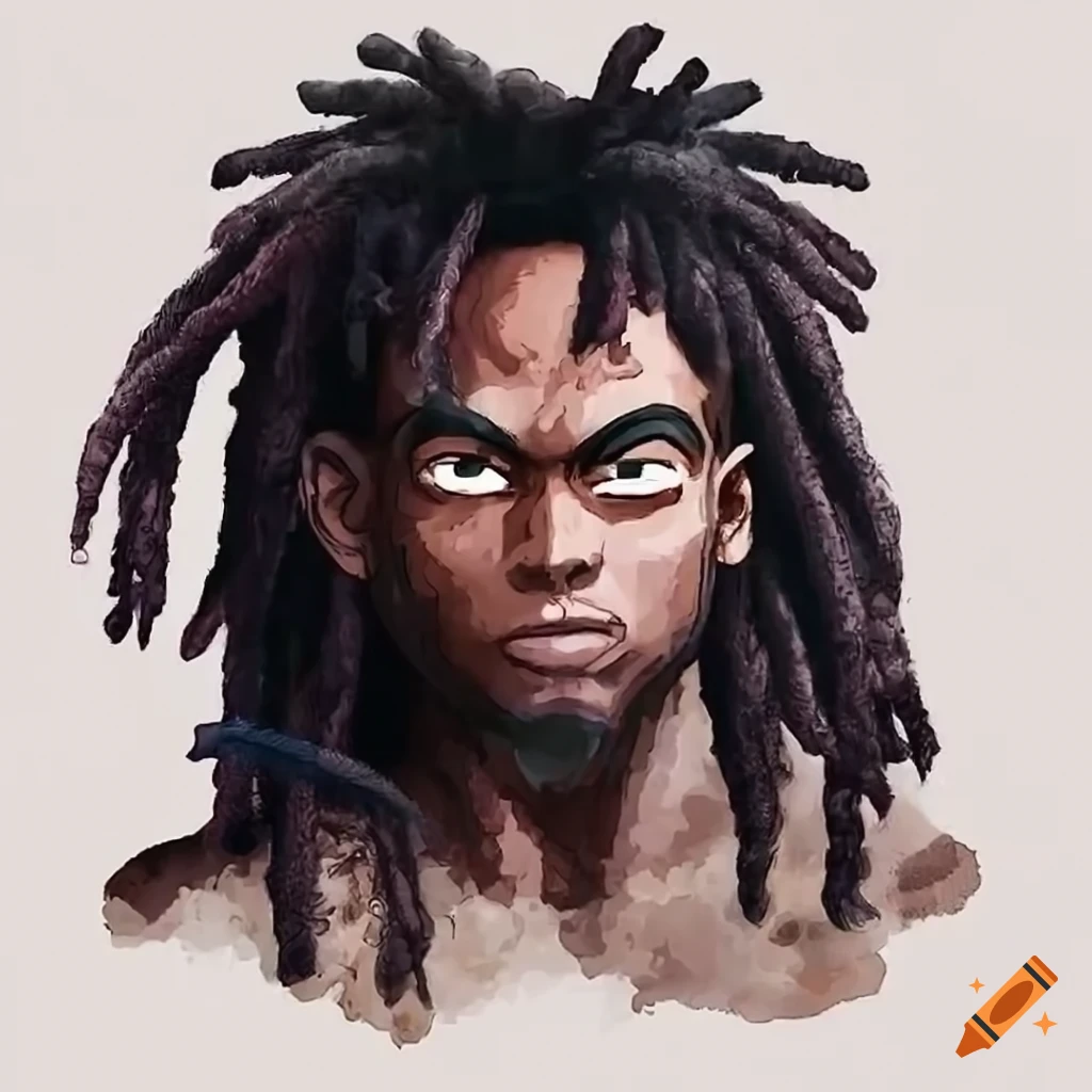 A character with dreadlocks in a black dbz outfit on Craiyon