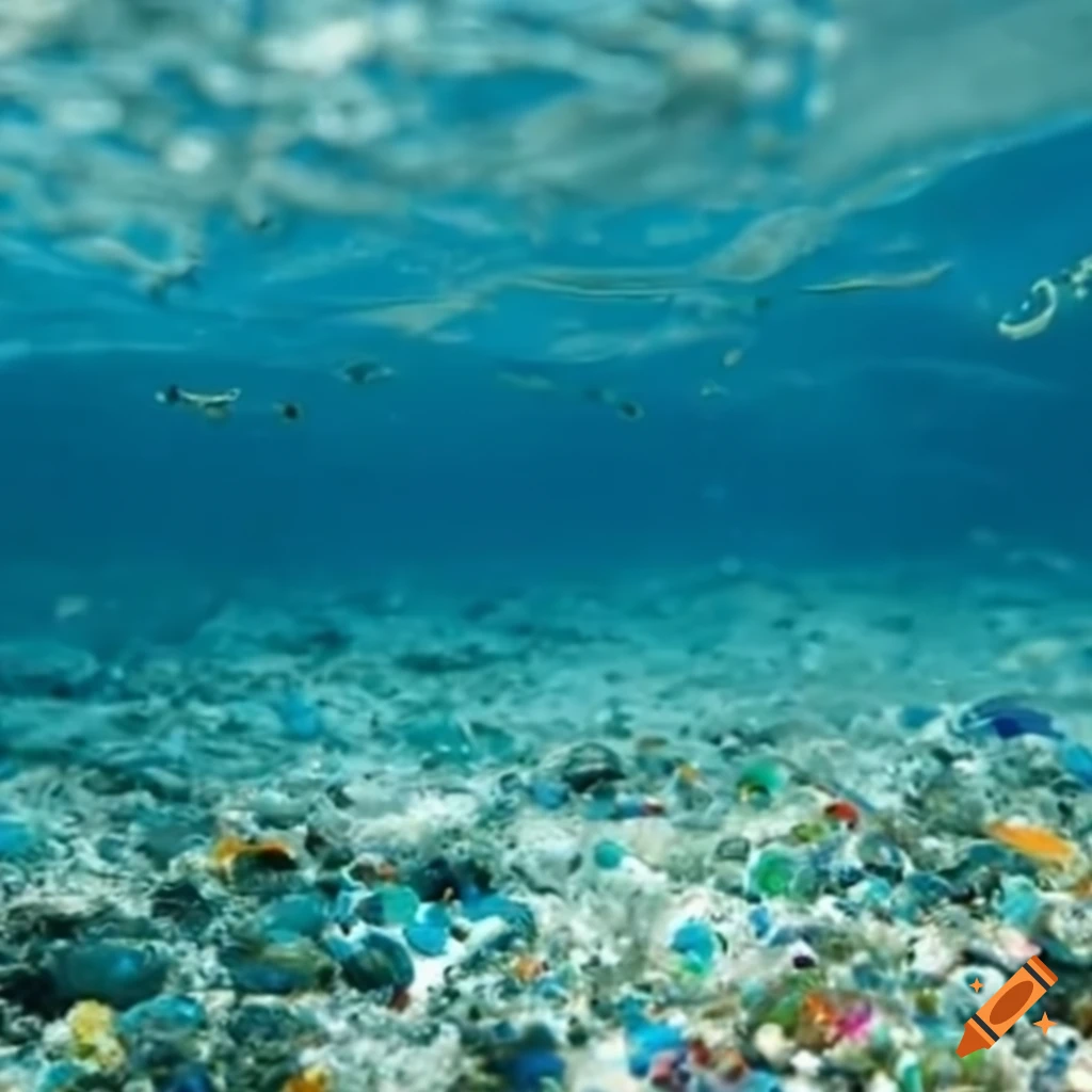 Microplastic pollution in the ocean on Craiyon