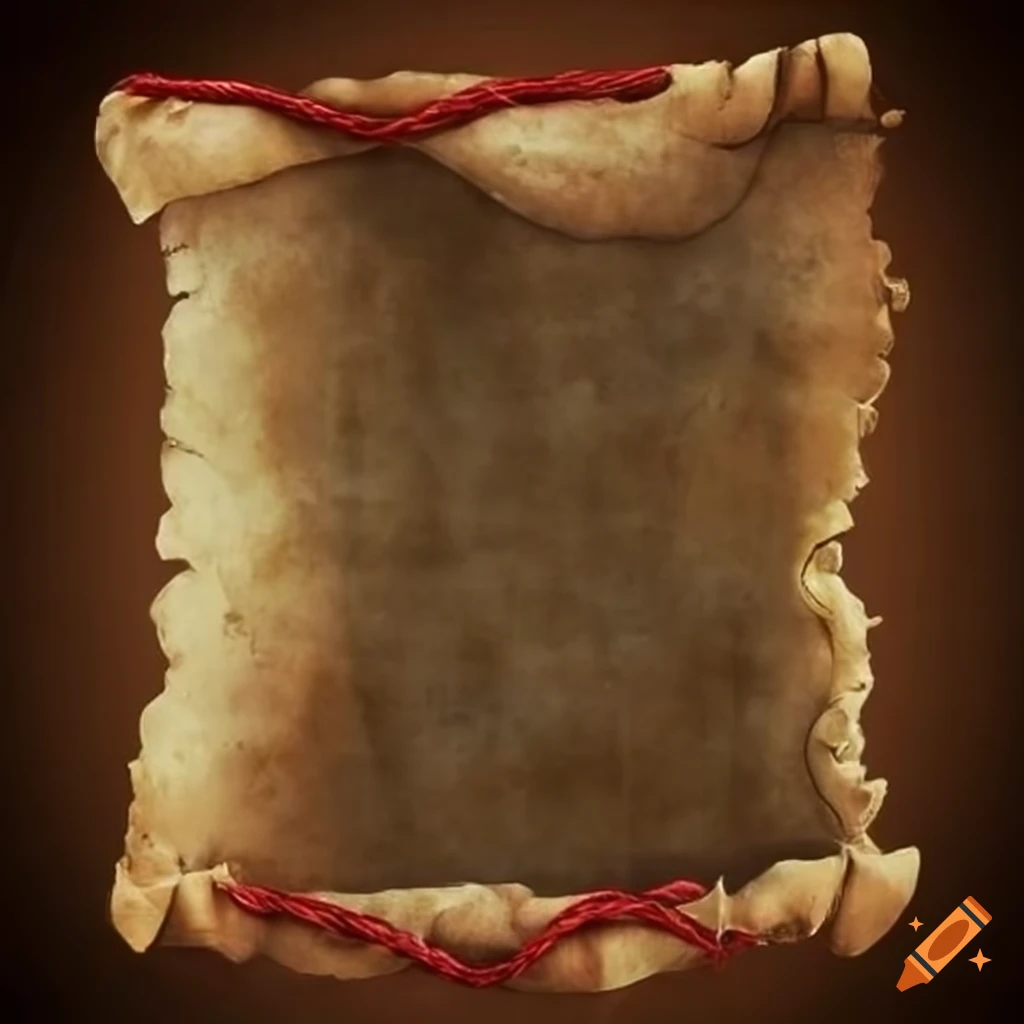 Ancient parchment bound with red string on Craiyon