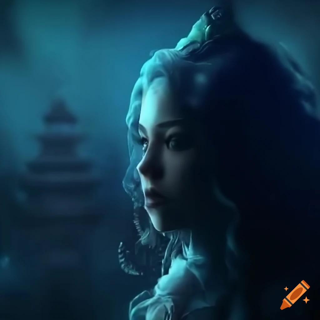 Cinematic fantasy with a human casting spell in a snowy, blizzard ...