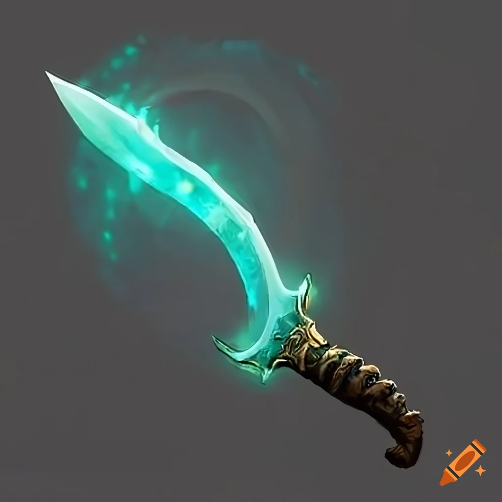 Obsidian-hued curved blade dagger with arcane glow and necrotic ...