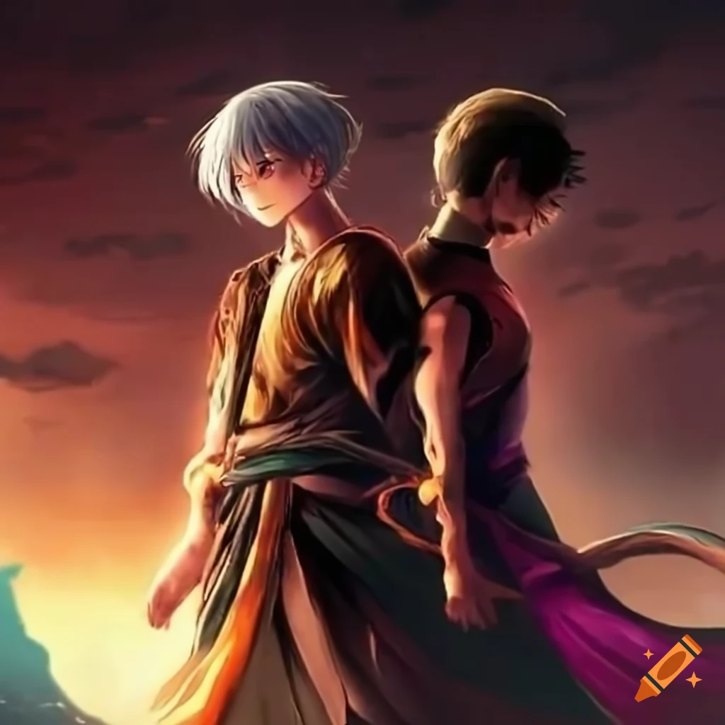 Two powerful brothers standing together, one with white hair and ...