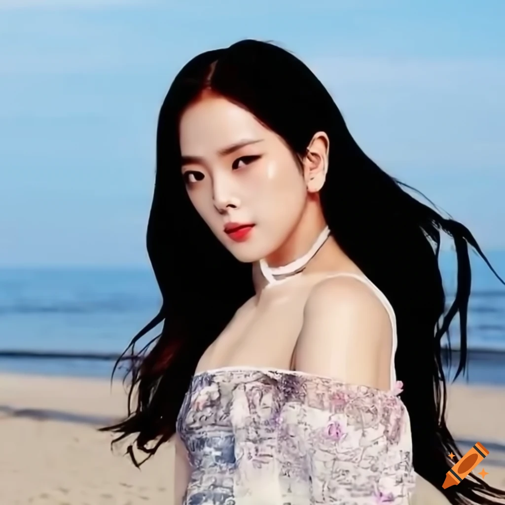 Blackpink jisoo at the beach on Craiyon