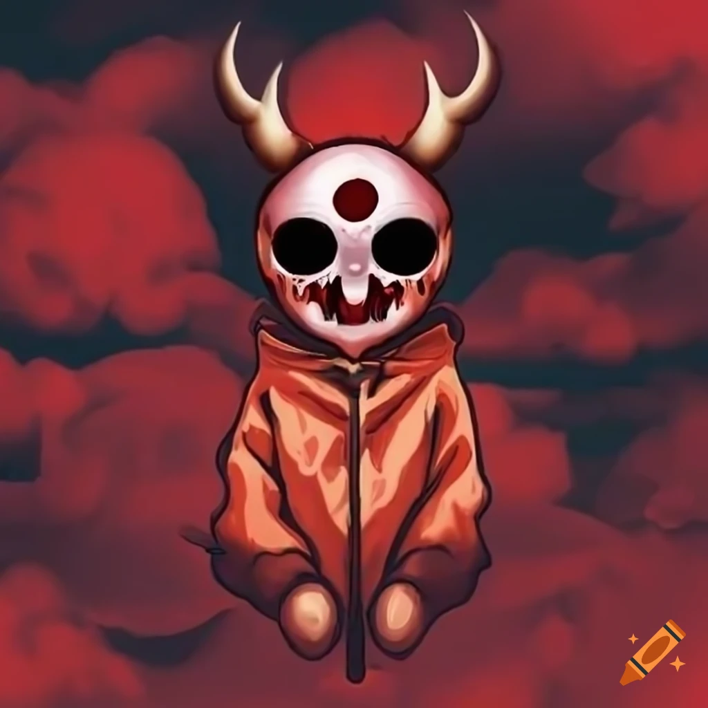 Cute scp-999 surrounded by fluffy clouds inside of a giant skull's eye ...