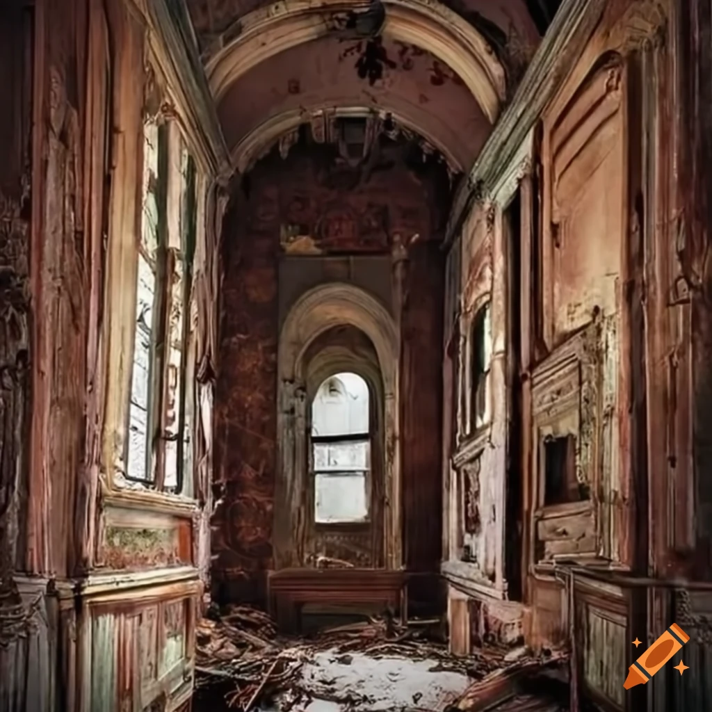 Interior of an abandoned old Victorian house showing beautiful decay ...