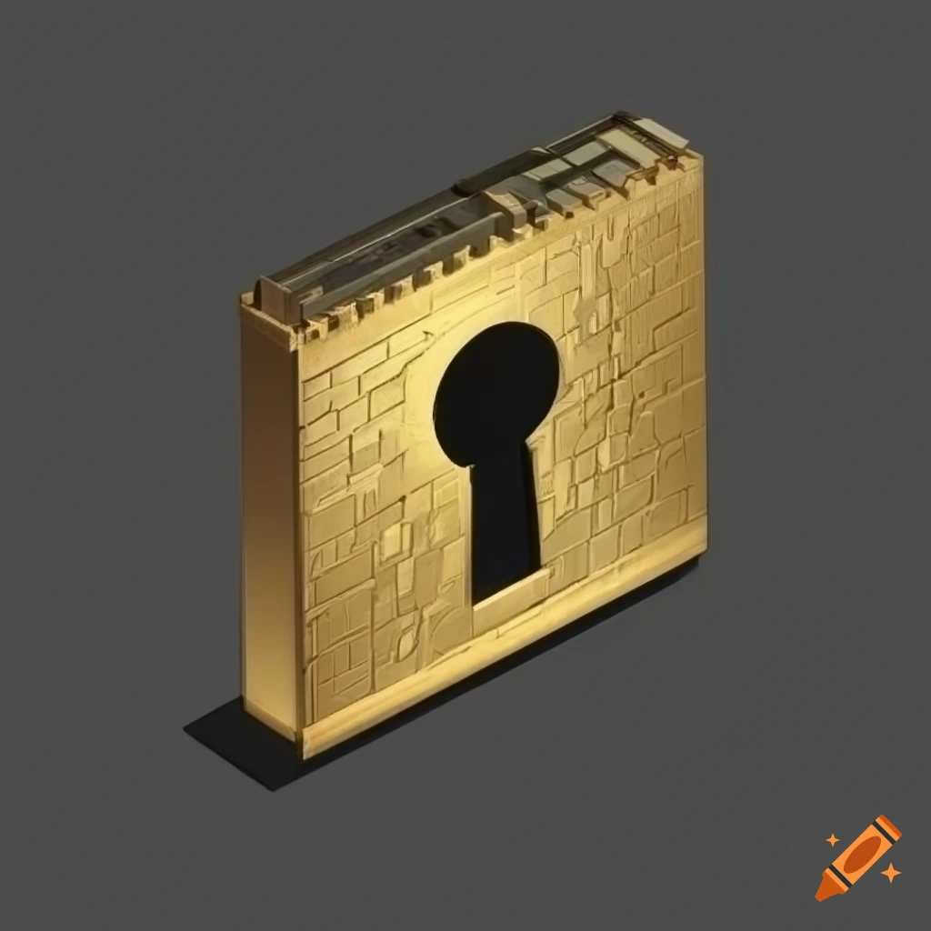 Isometric golden keyhole game icon with 3d studio lighting on Craiyon