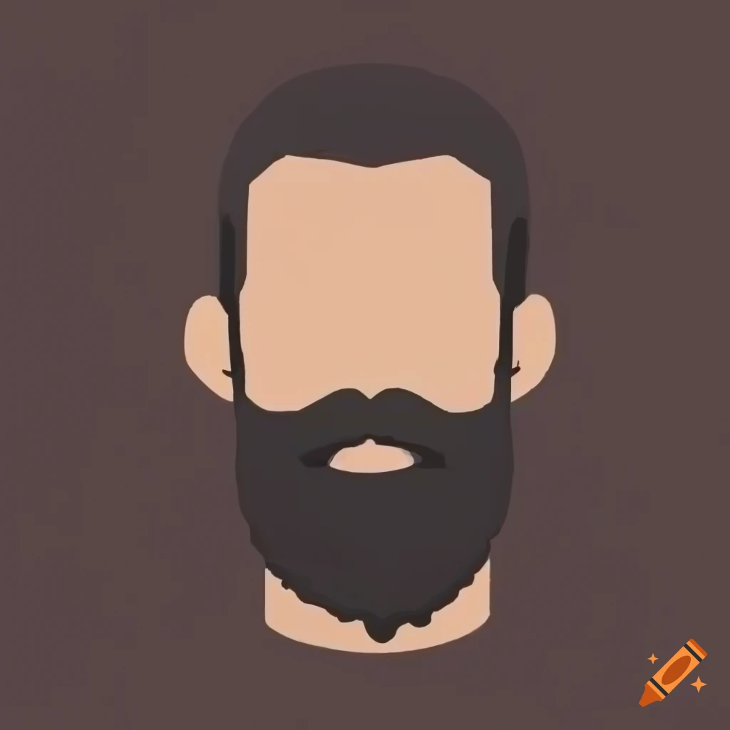 Minimalist avatar of a programmer with long beard and short hair on Craiyon