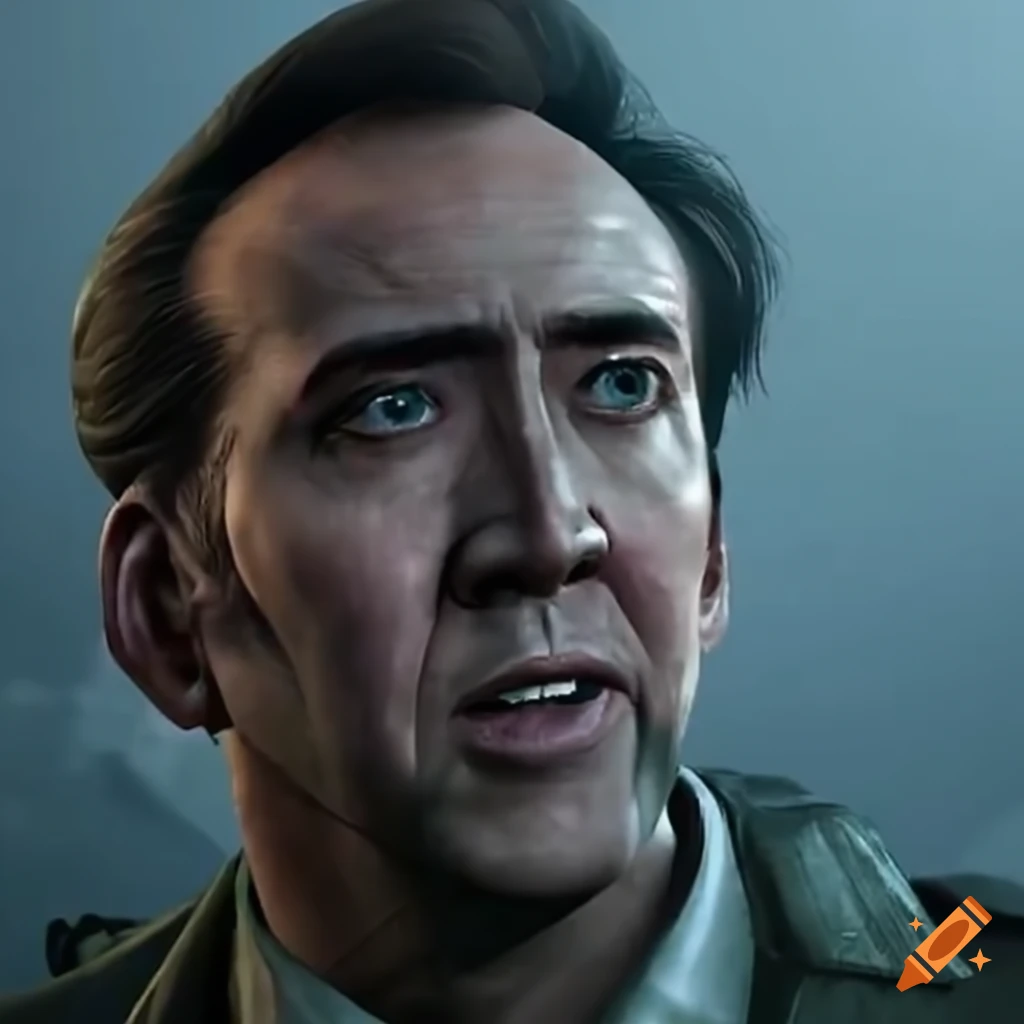 Actor nicolas cage in a gun battle scene reminiscent of call of duty on ...