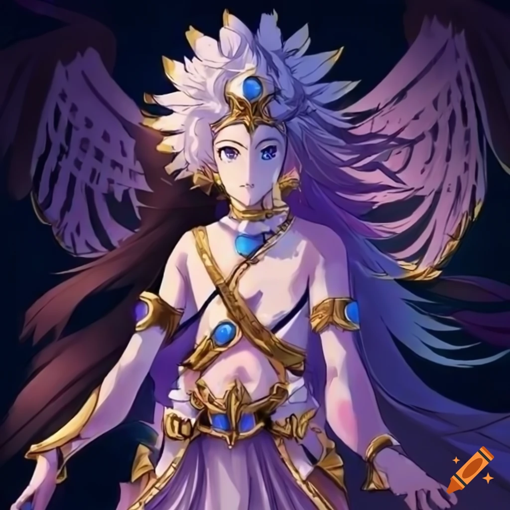 Gods and goddesses standing in anime style on Craiyon