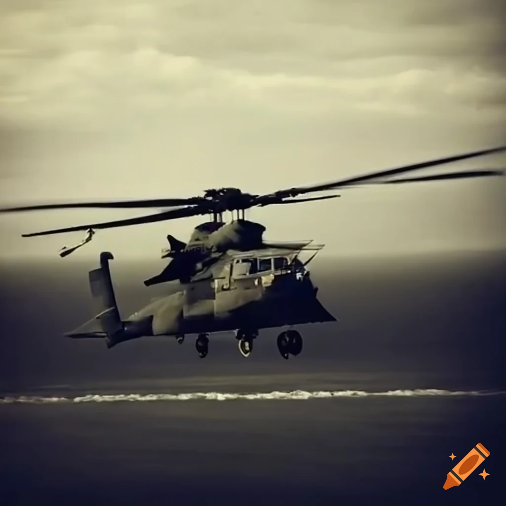 Military helicopter landing on Craiyon