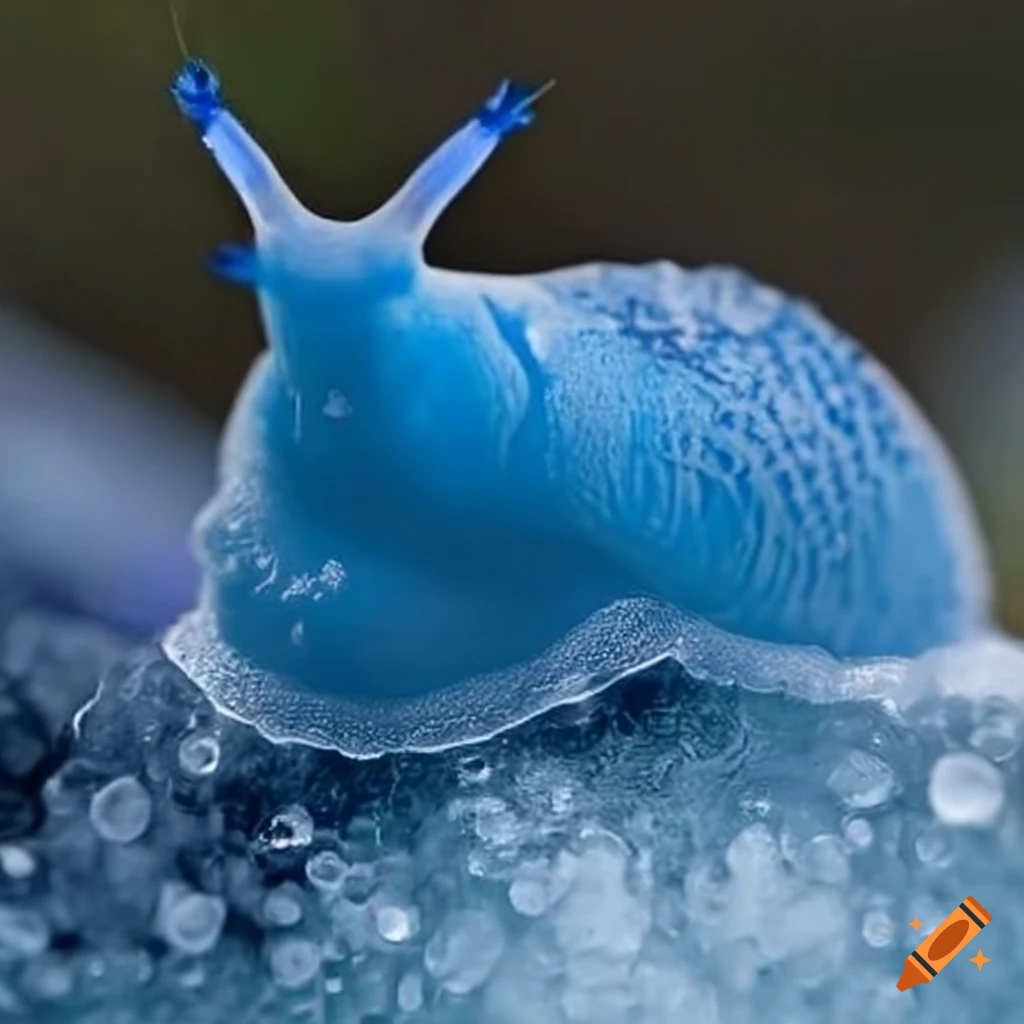 Blue slug covered in ice on Craiyon