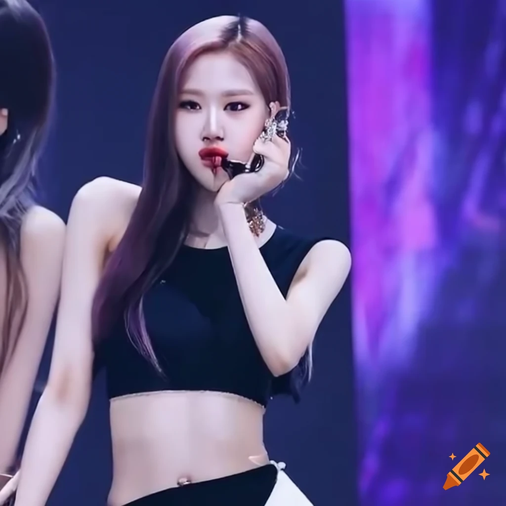 Blackpink rosé stage outfits from boombayah performance on Craiyon