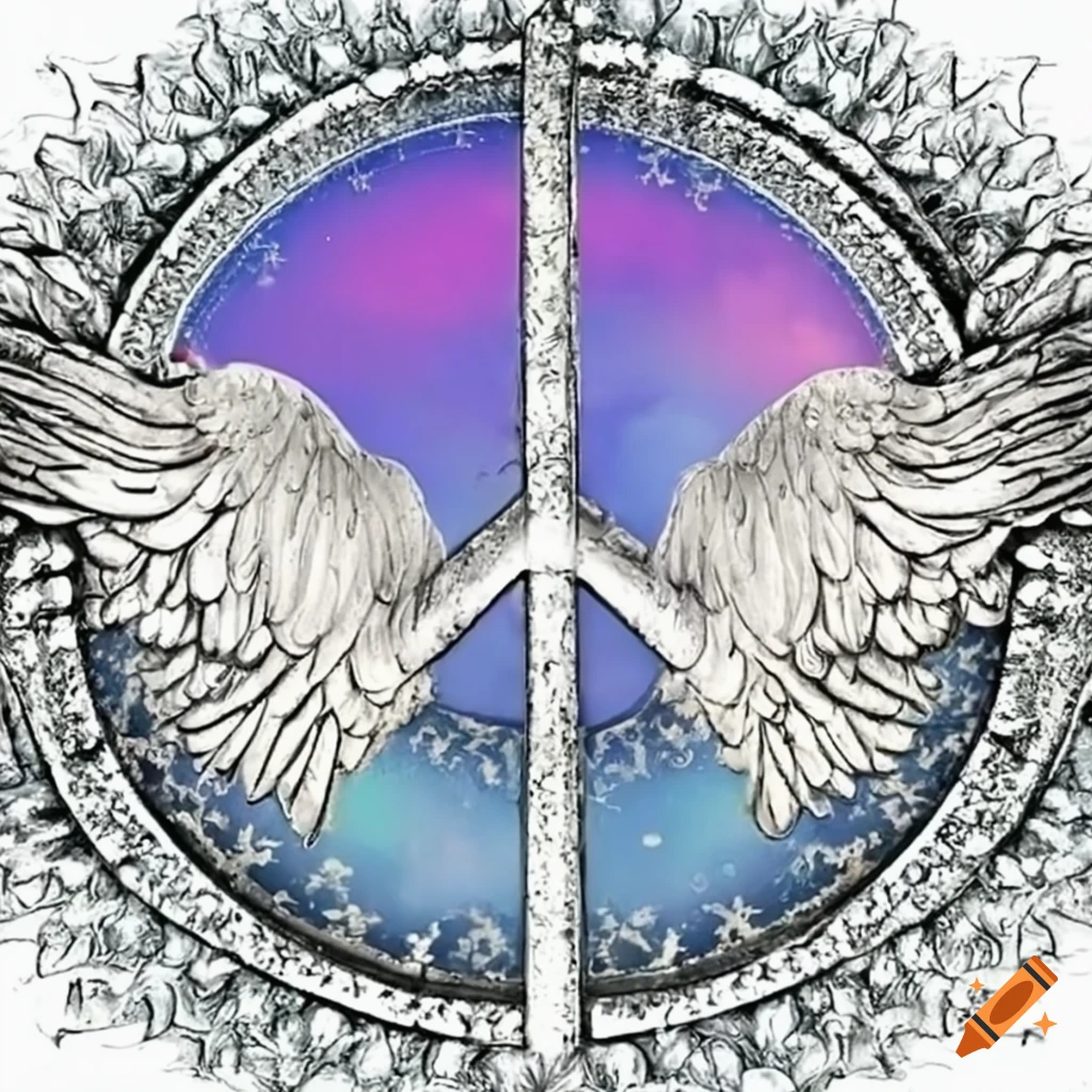 Magical peace sign with angel wings on Craiyon