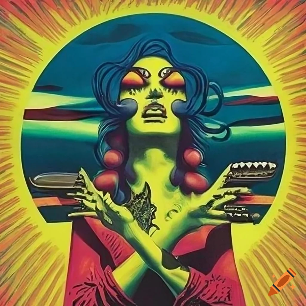 High contrast vintage psychedelic album cover from 1971 with intricate ...