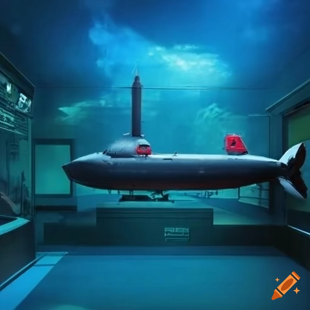 Small submarine simulator schematic in museum on Craiyon