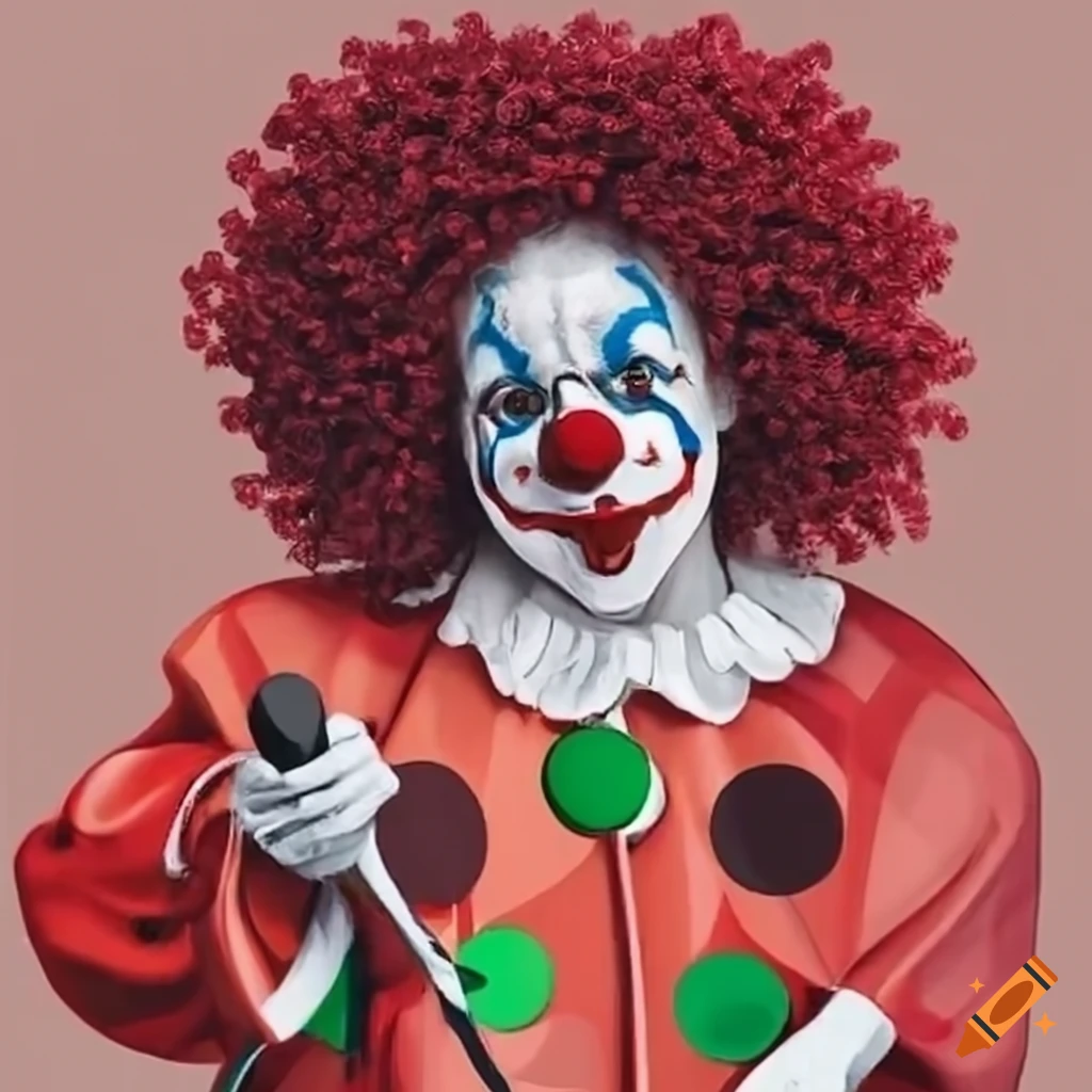 Colorful clown singing on Craiyon