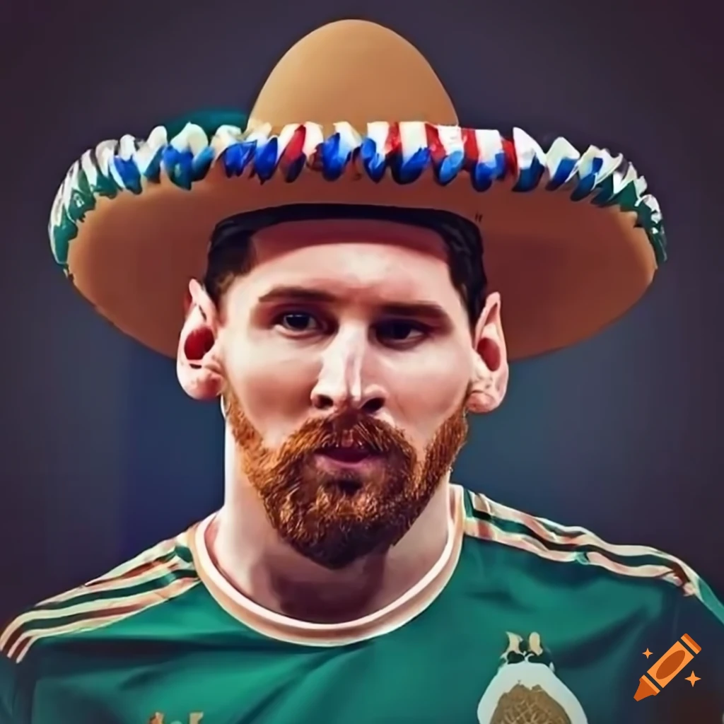Soccer player with thick black mustache and sombrero playing football ...