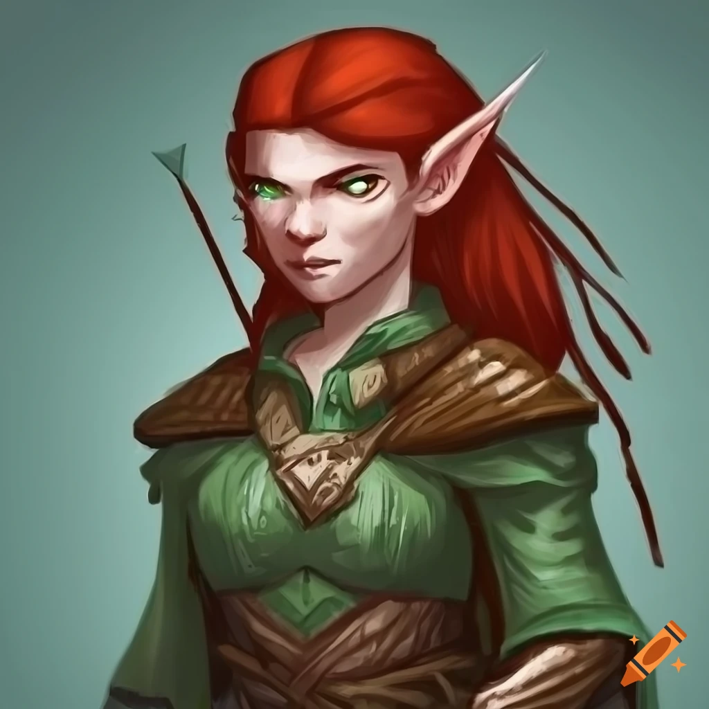 Wood Elf Cleric Female With Red Hair In The World Of Dungeons And Dragons On Craiyon