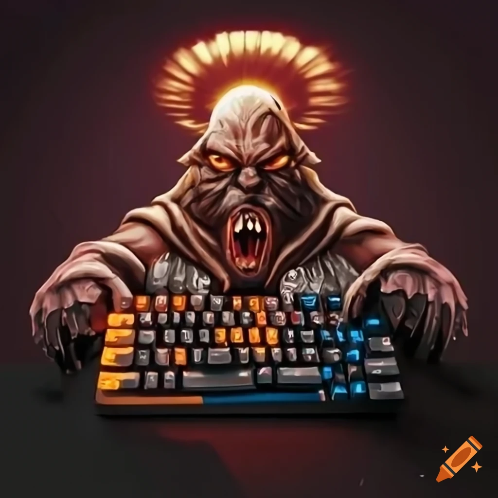 Furious person typing on a keyboard on Craiyon