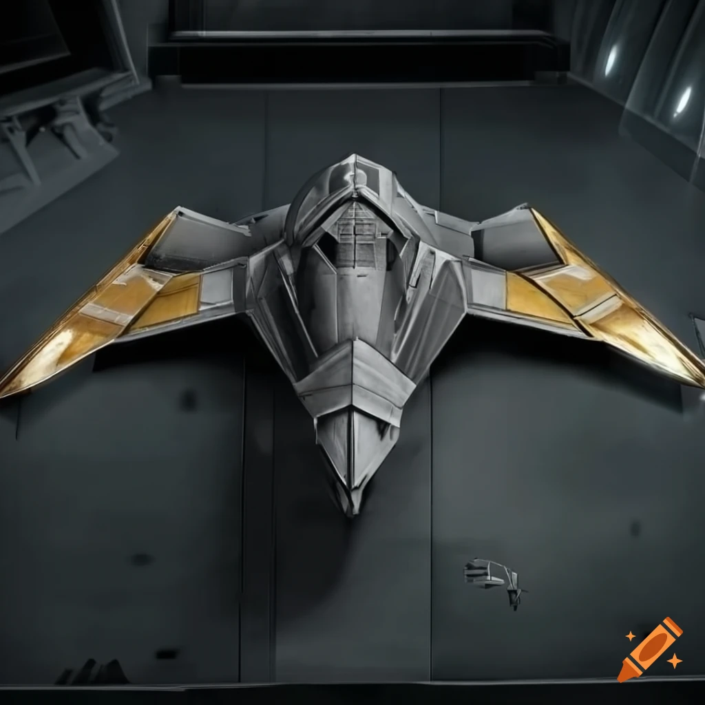 Stealth delta 7b jedi interceptor in ancient jedi temple hangar on Craiyon