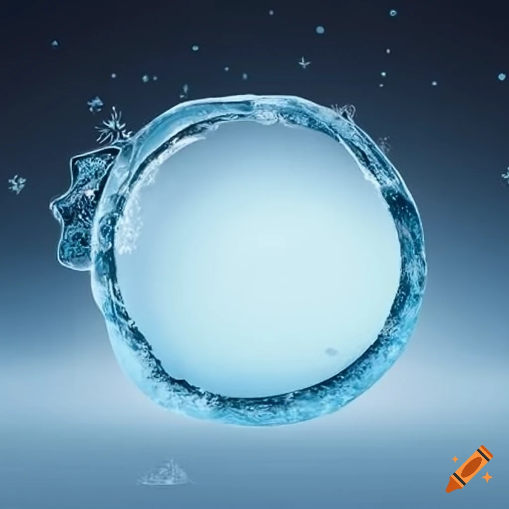 Round frame of frozen ice on Craiyon