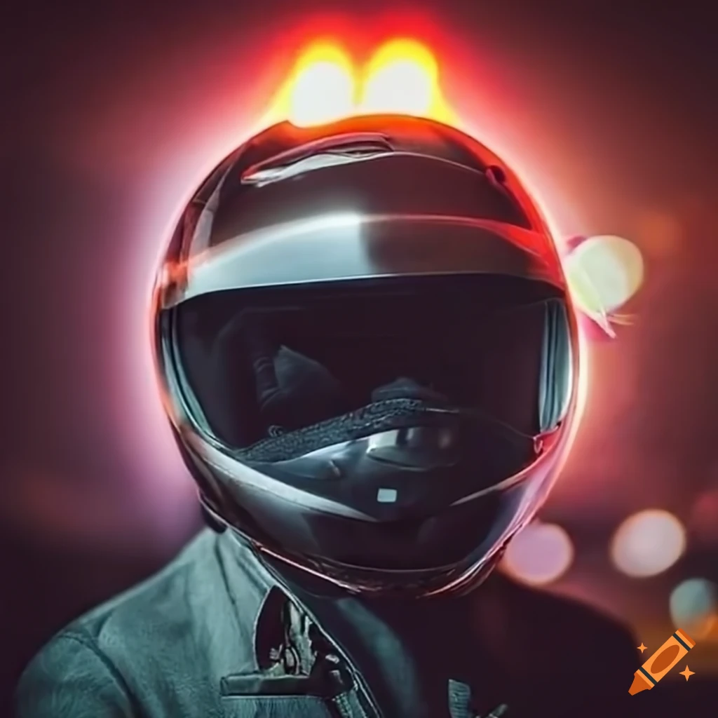 Man wearing a motorcycle helmet on Craiyon