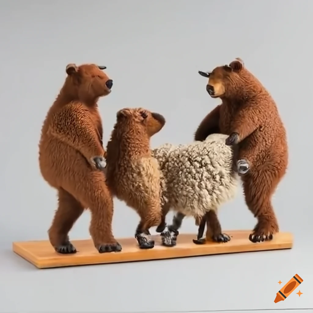 Playful bears and sheep on a sliding board on Craiyon