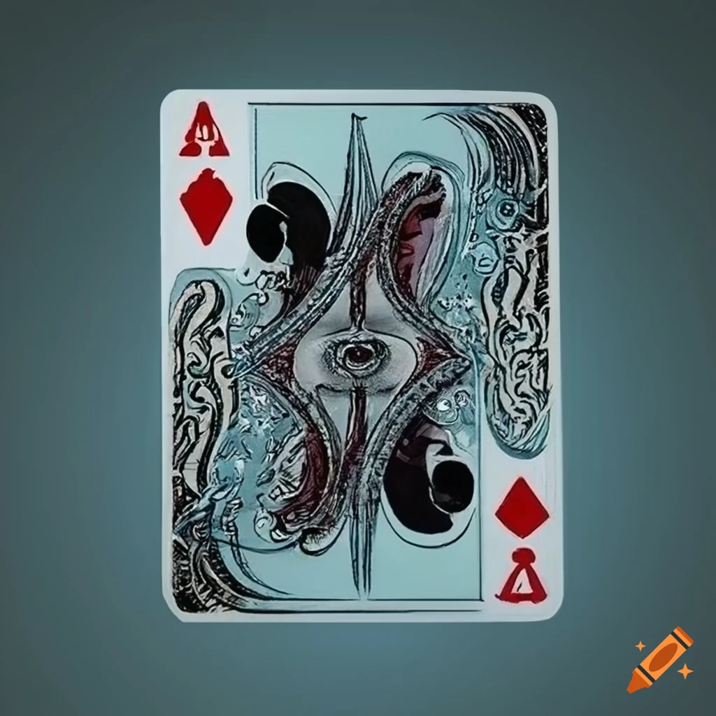 Surrealist design of ace of pic card on Craiyon