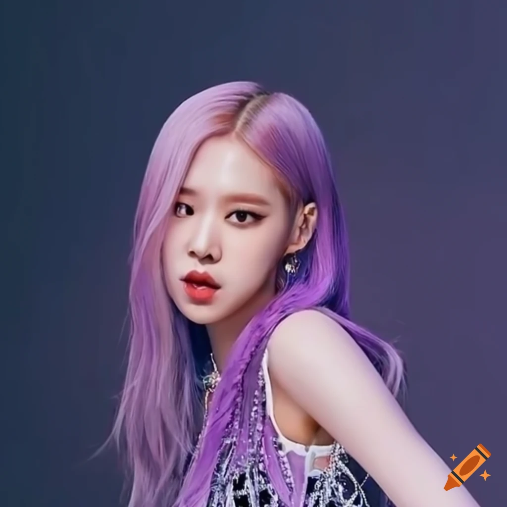 Blackpink rosé with purple hair on Craiyon
