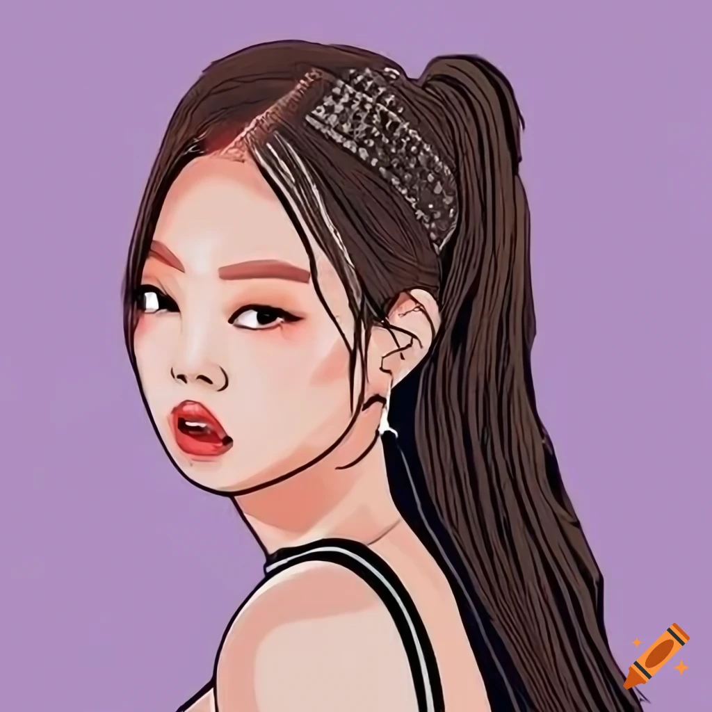 Cartoon illustration of Blackpink's Jennie on Craiyon
