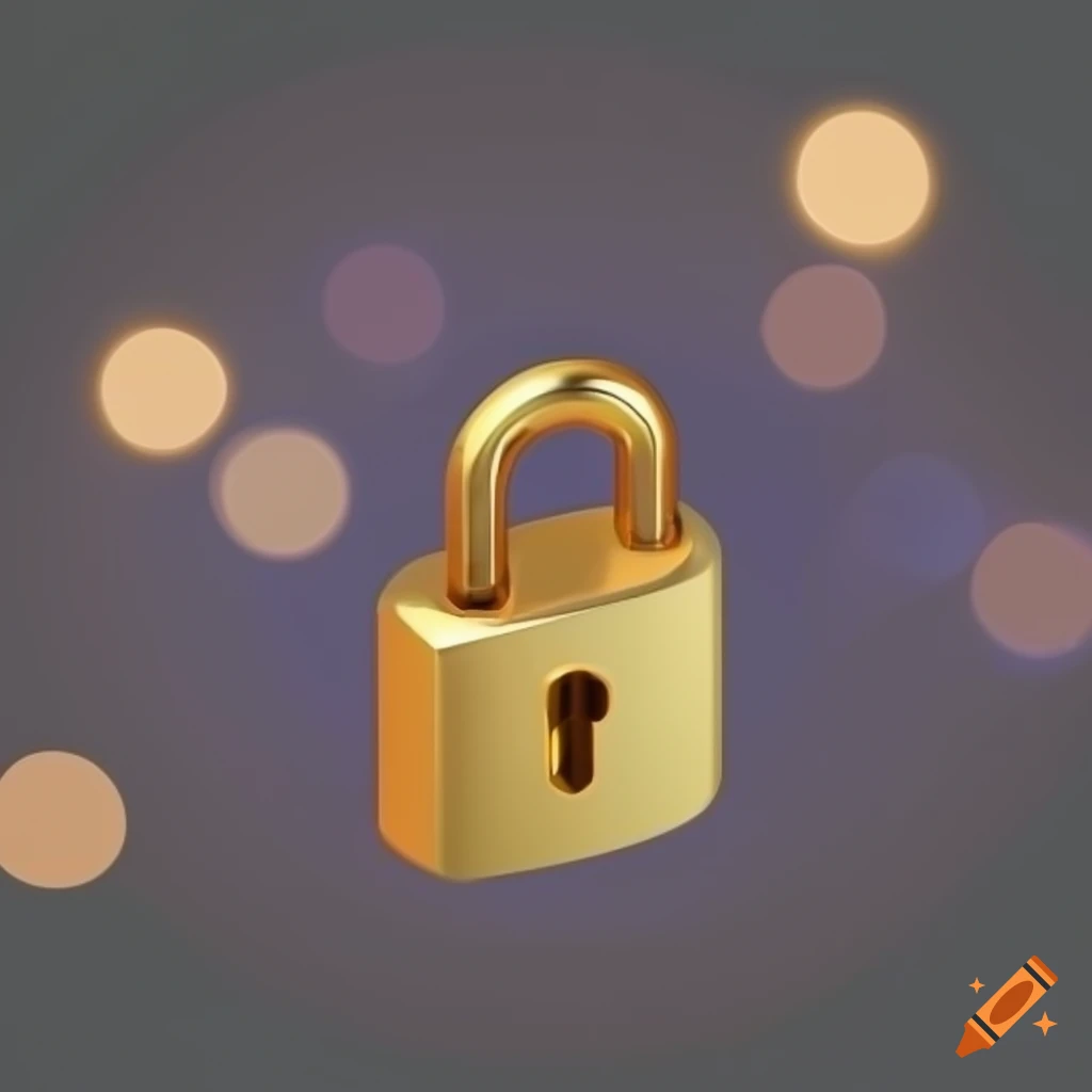 Isometric cute golden padlock in fantasy style on Craiyon