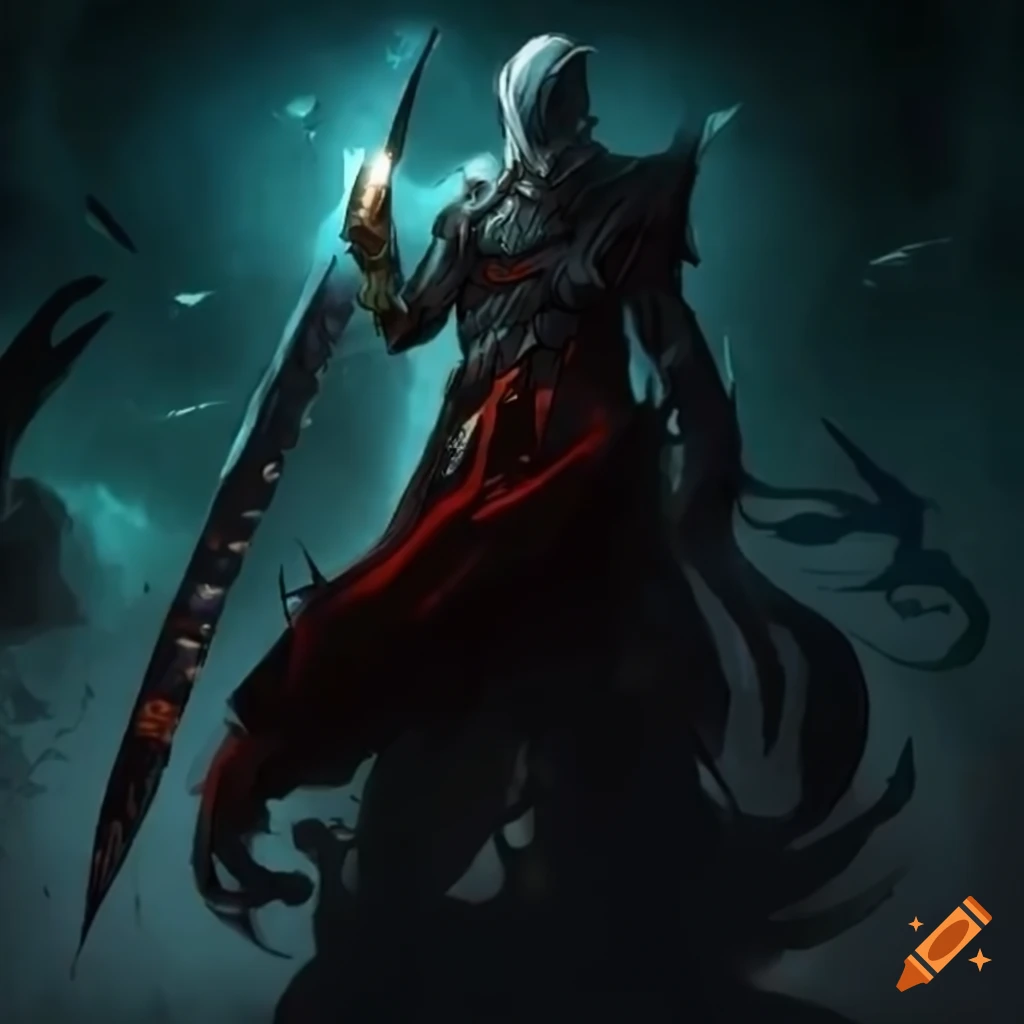 Damaged katana of a shadow god on Craiyon